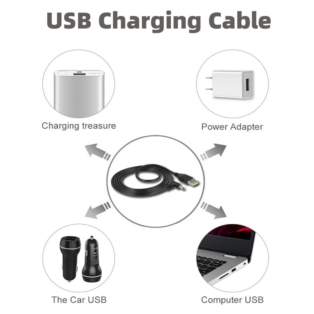 Power Cord for LectroFan ASM1007 White Noise Machine, LectroFan EVO ASM1020, USB Charging Cable 2 Pcs