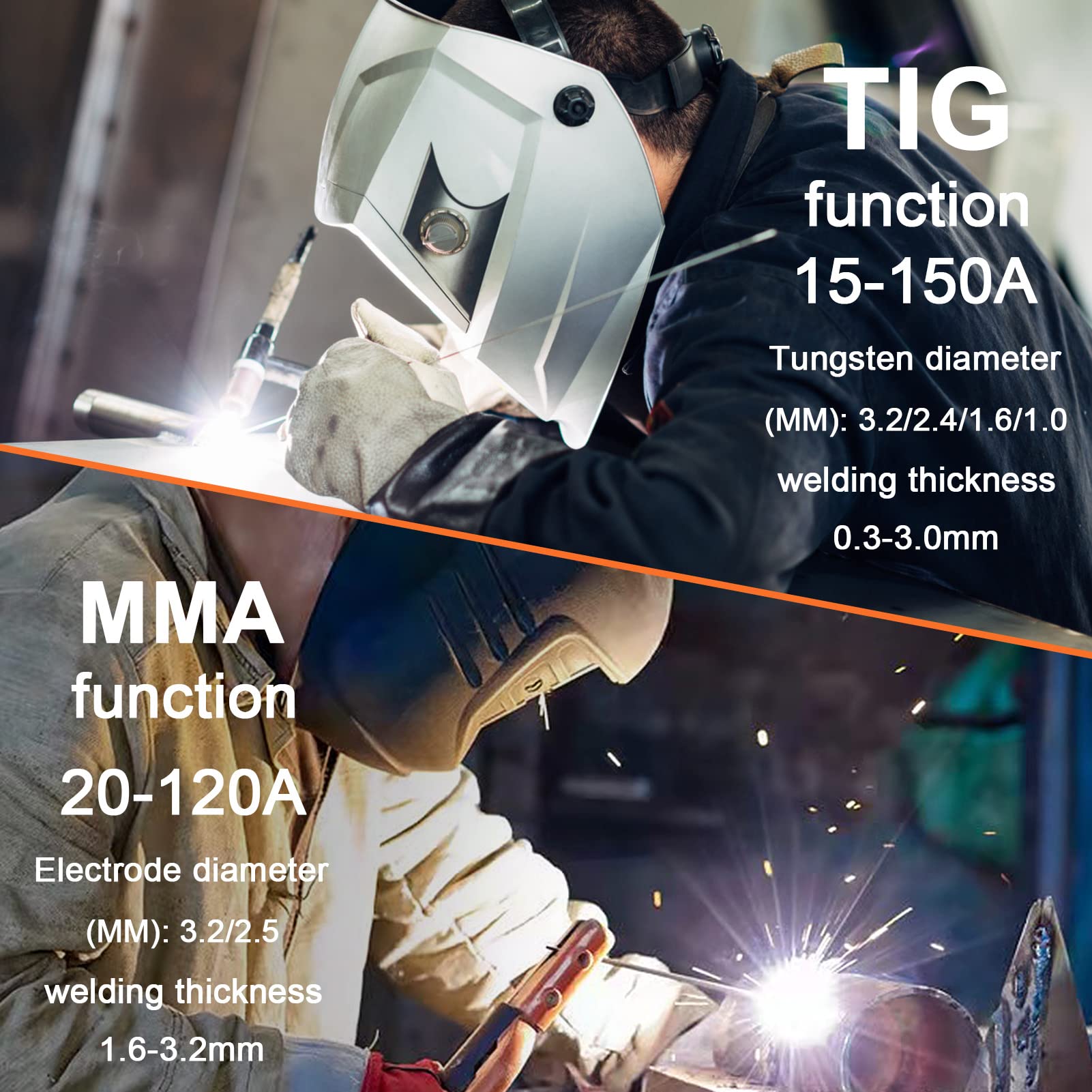 TIG Welder 120V&240V 2 IN 1 TIG/Stick/Arc 150Amp HF TIG Welding Machine, IGBT Digital Inverter TIG Welding Equipment