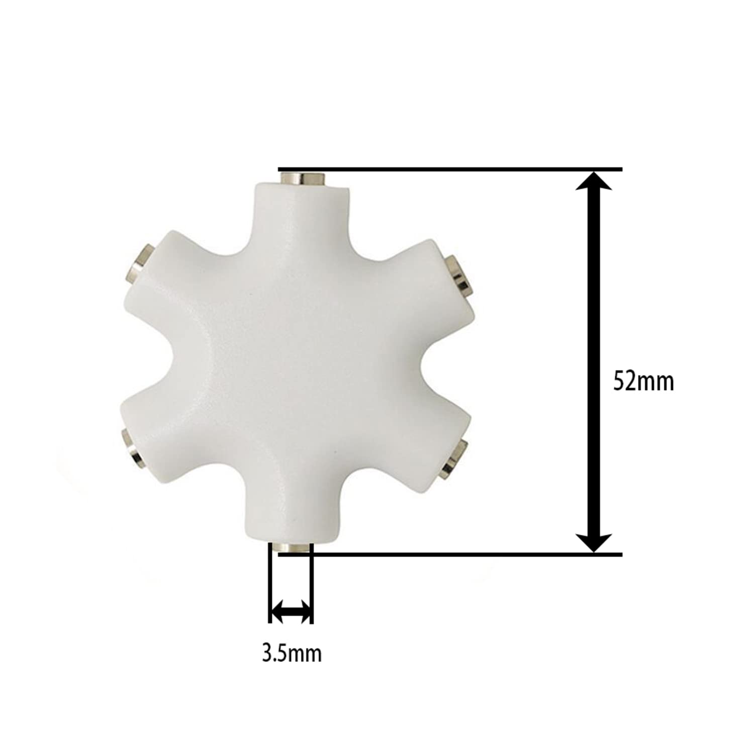 Maxmoral 2pcs 3.5 mm Audio Headphone Splitter Stereo Audio Headset Adapter 1 Male to 5 Port Female, White for iPhone Samsung LG Smartphones Tablets MP3