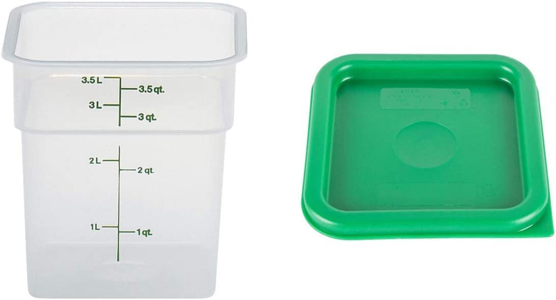 Lumintrail Cambro 4SFSPP190 4 Qt. Translucent Container with SFC2452 Kelly Green Lid, 4Quart, Pack of 2, with Measuring Spoon Set
