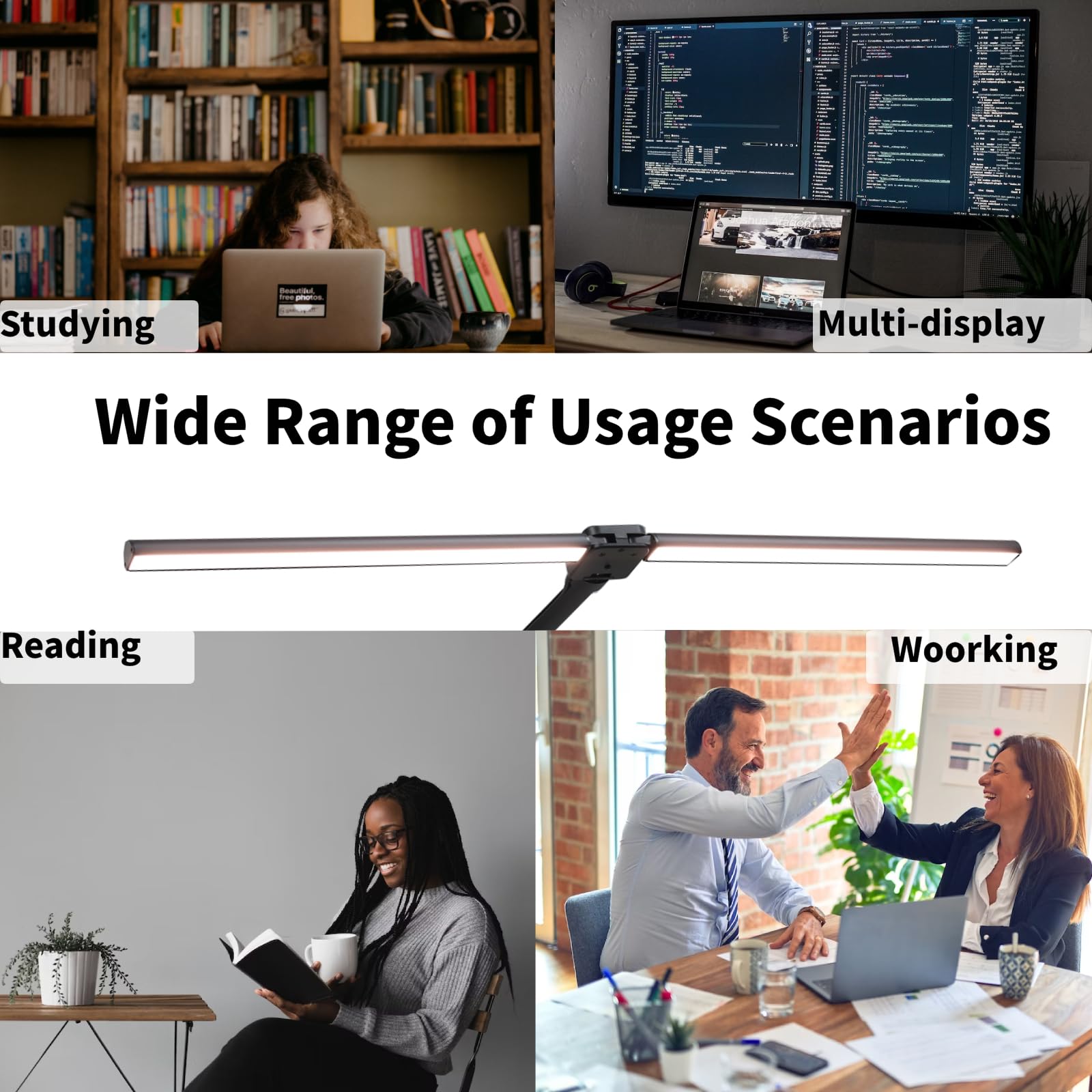MYUANGO LED Desk Lamp for Home Office- 5 Color Temperatures and Stepless Dimming - Eye-Caring Table Lamp with Clamp- Flexible Gooseneck and Memory Function