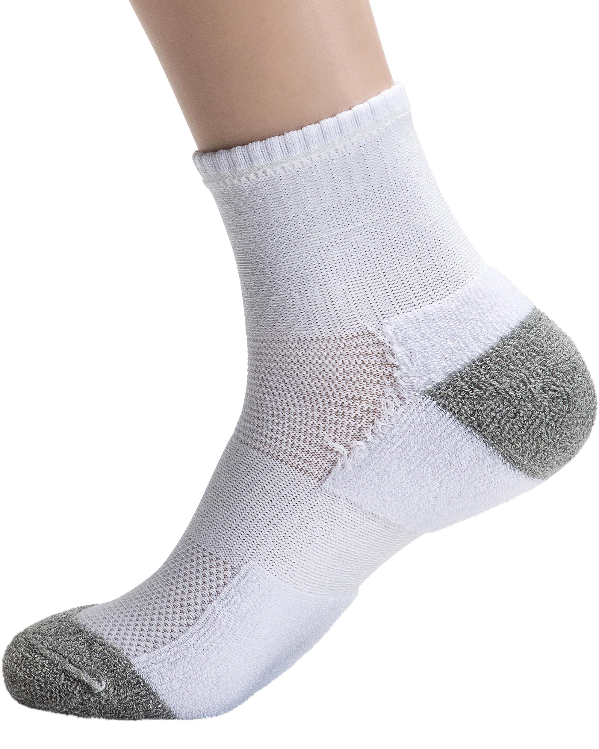 Pro Mountain Quarter Ankle Compression Athletic Cotton Mesh Instep Sports Hiking Socks Size L US Men Shoe 9-11 Women 10-12 4 Pairs White