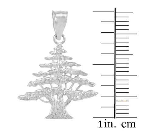 Middle Eastern Jewelry High Polish 14k White Gold Cedar Tree Charm Pendant