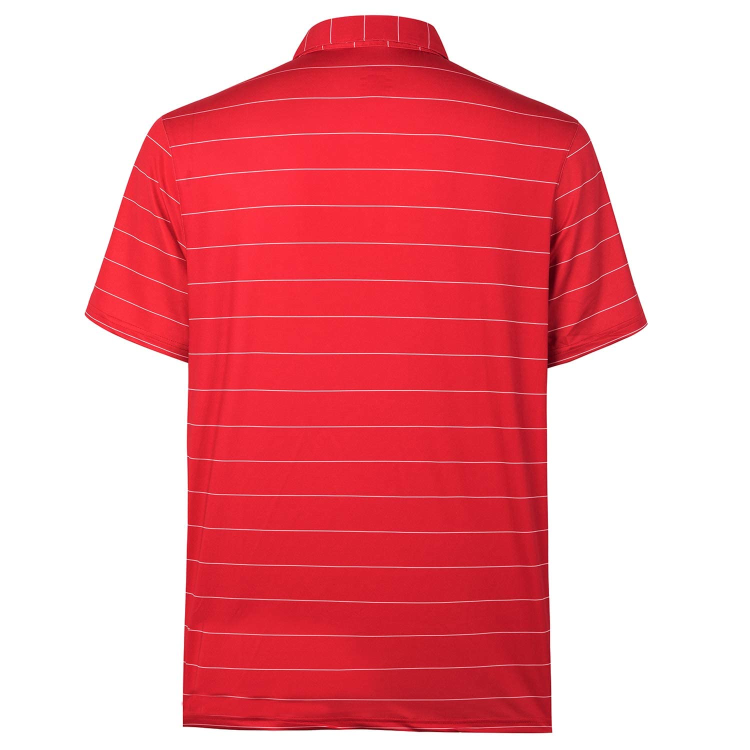 Men's Short Sleeve Quick Dry Slim Fit Golf Polo Shirt Caaual Striped Regular Fit T-Shirt Red 4XL