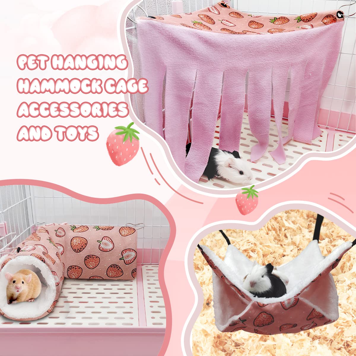 LYART Guinea Pig Rat Ferret Hammock and Warm Bed Small Pet Hideout Tunnel Cave Hanging Bunkbed Hammock Cage Toy for Hamster Sugar Glider Squirrel (1.Hammock)