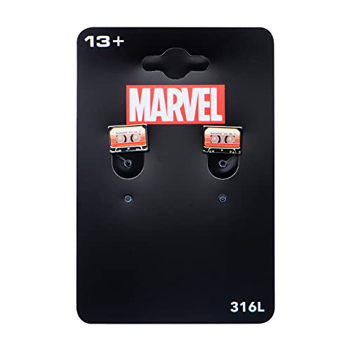 Marvel Comics Guardians of Galaxy Women's Stainless Steel Awesome Mix Vol. 2 Tape Stud Earrings, Silver, One Size (GOTGTAPENER01)