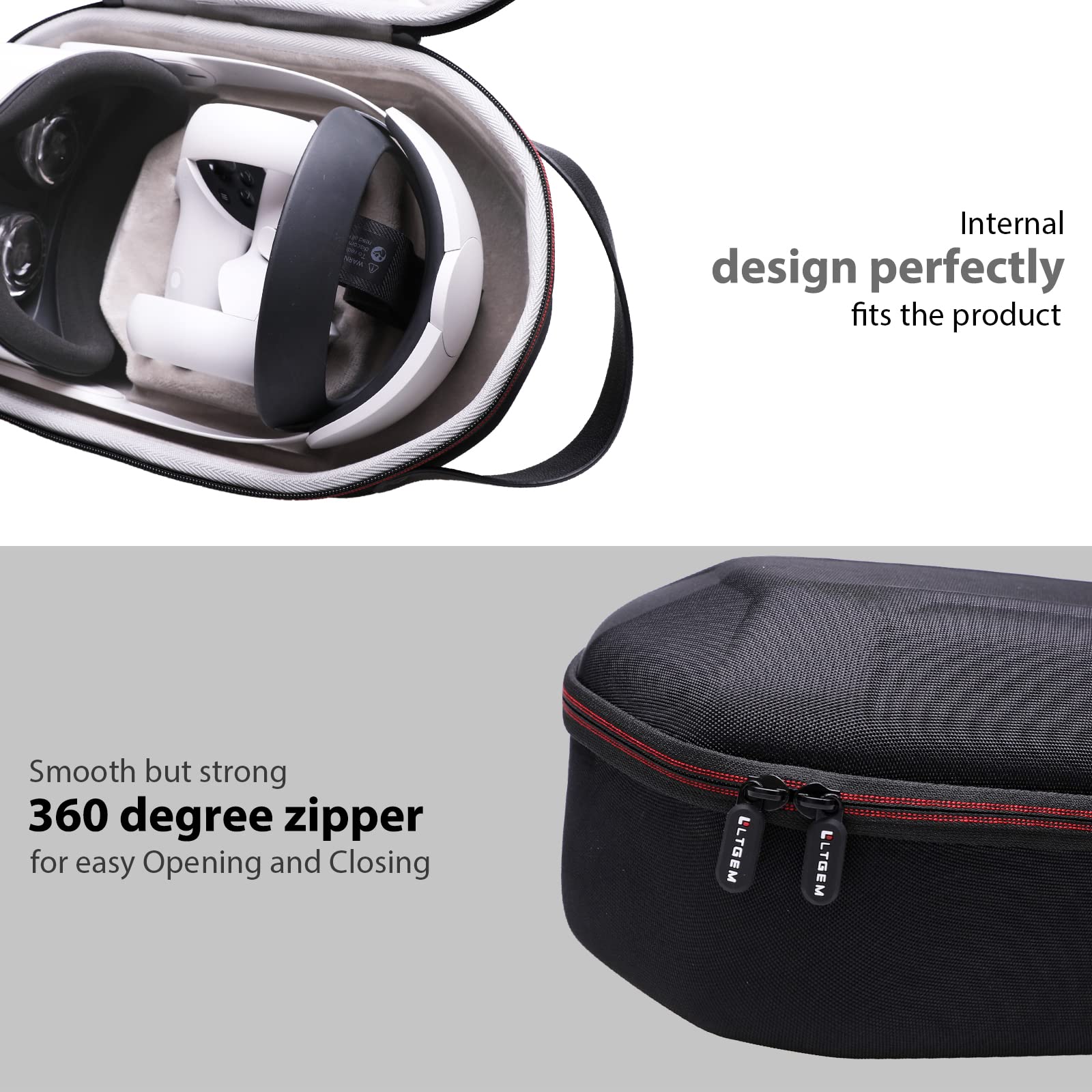 LTGEM Carrying Case Compatible with Meta/Oculus Quest 2,Touch Controllers or other Accessories for Travel and Home Storage ,Black