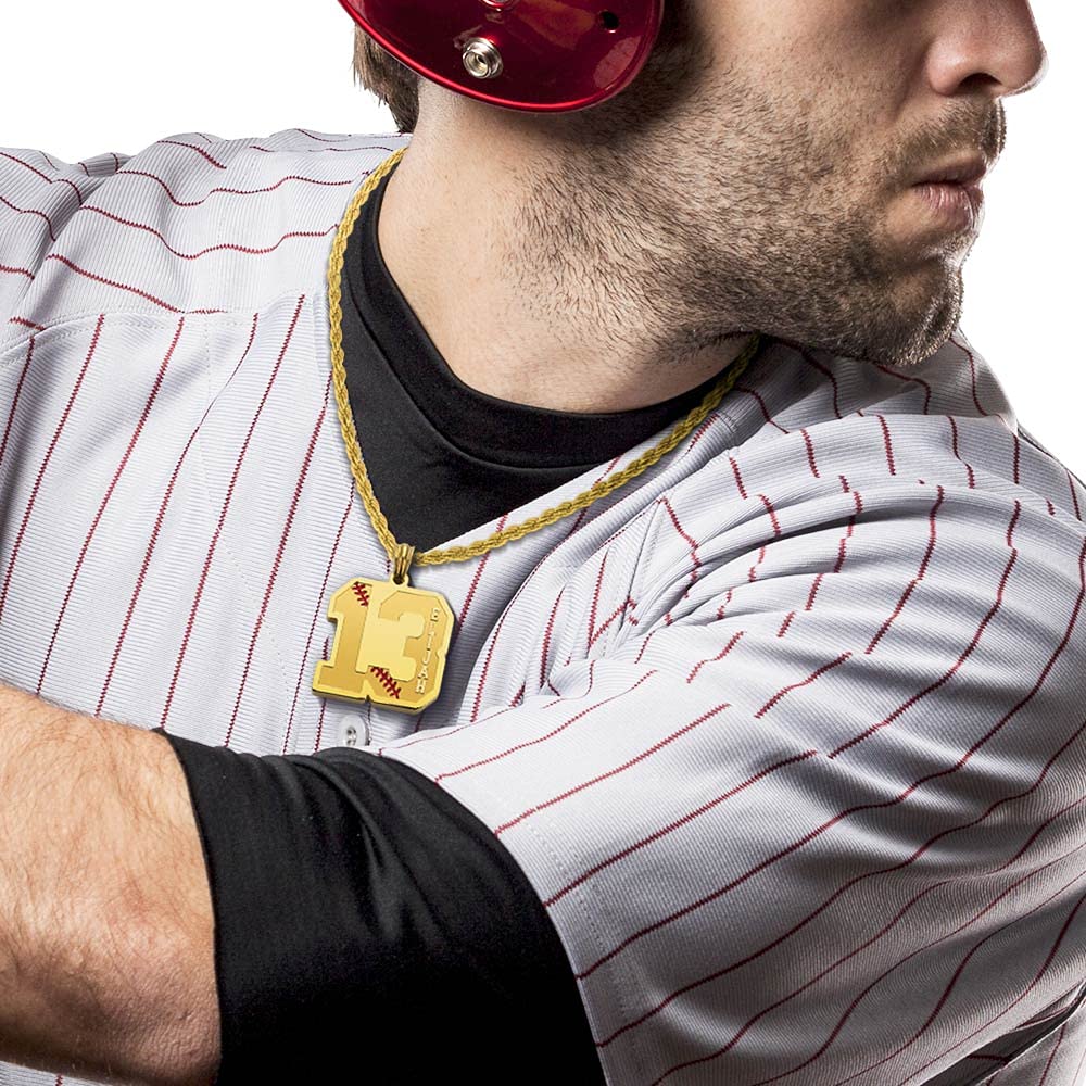 Personalized Sports Number Necklace With Name - Baseball Softball Number With Name Pendant - Lucky Number Sports Charm Gift