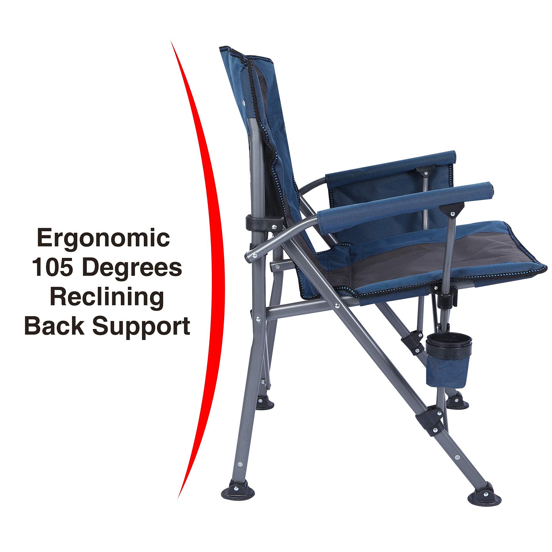 REDCAMP Oversized Folding Camping Chairs for Adults Heavy Duty 500lb, Sturdy Steel Frame Portable Outdoor Sport Chairs with High Back and Hard Arms,New Blue