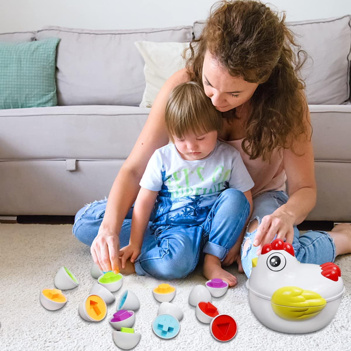 U-Nice Matching Easter Eggs 12 PCS Educational Preschool Game, Color and Shape Recognition Skills, Learning Toy Gift for Toddler 1 2 3 Year Old.