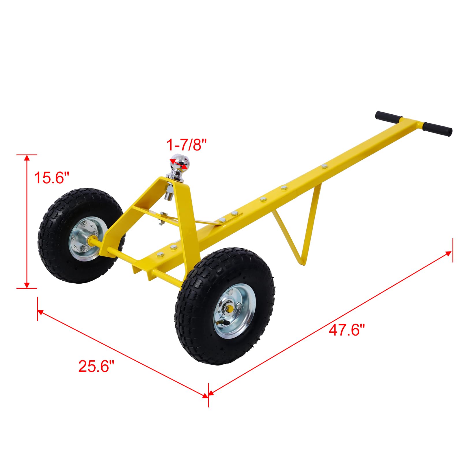 Miscoos Trailer Dolly with Pneumatic Tires - 600 Lb. Maximum Capacity,Yellow Color