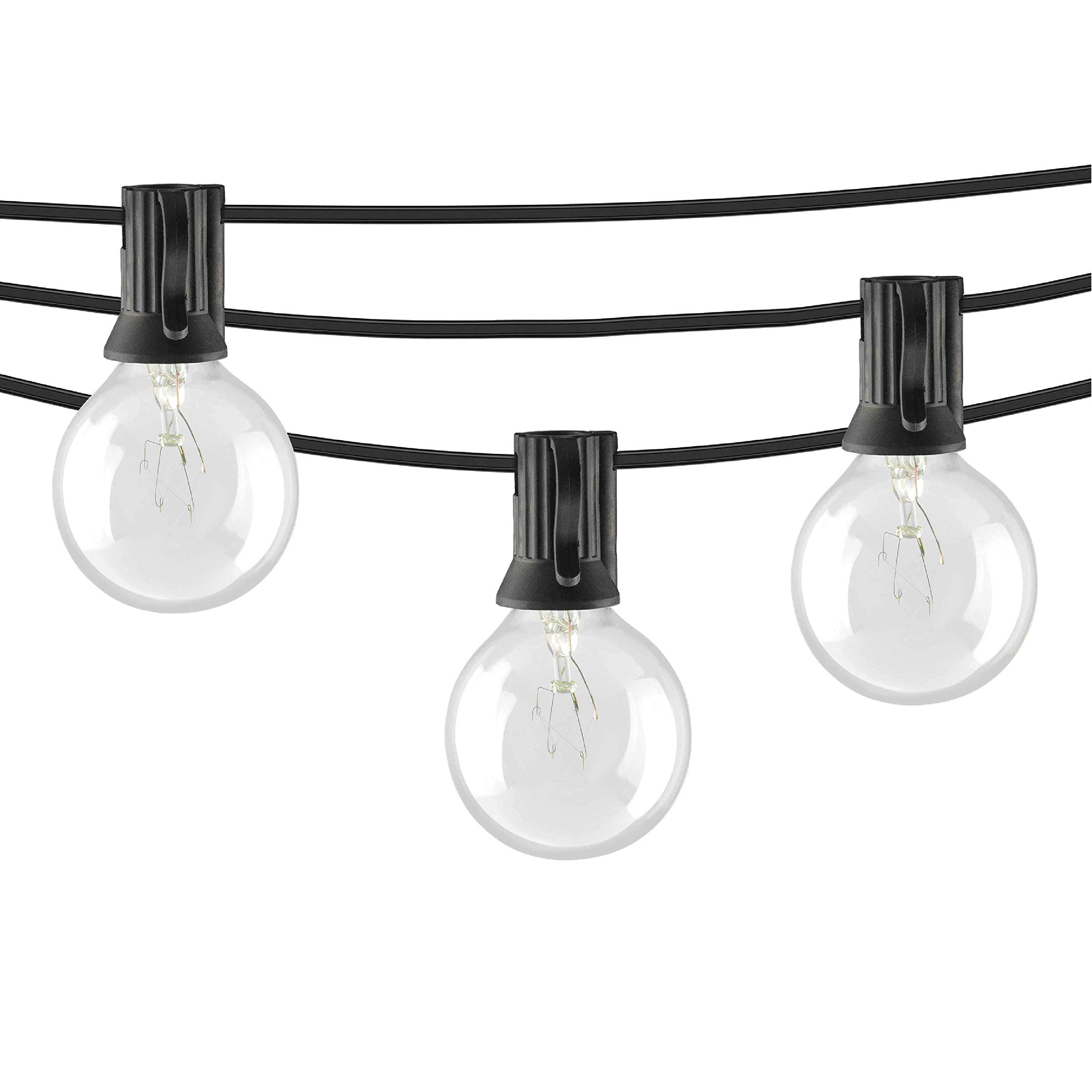 Mr Beams 5W G40 Globe Bulb Incandescent Weatherproof Indoor/Outdoor String Lights, 50 ft, Black