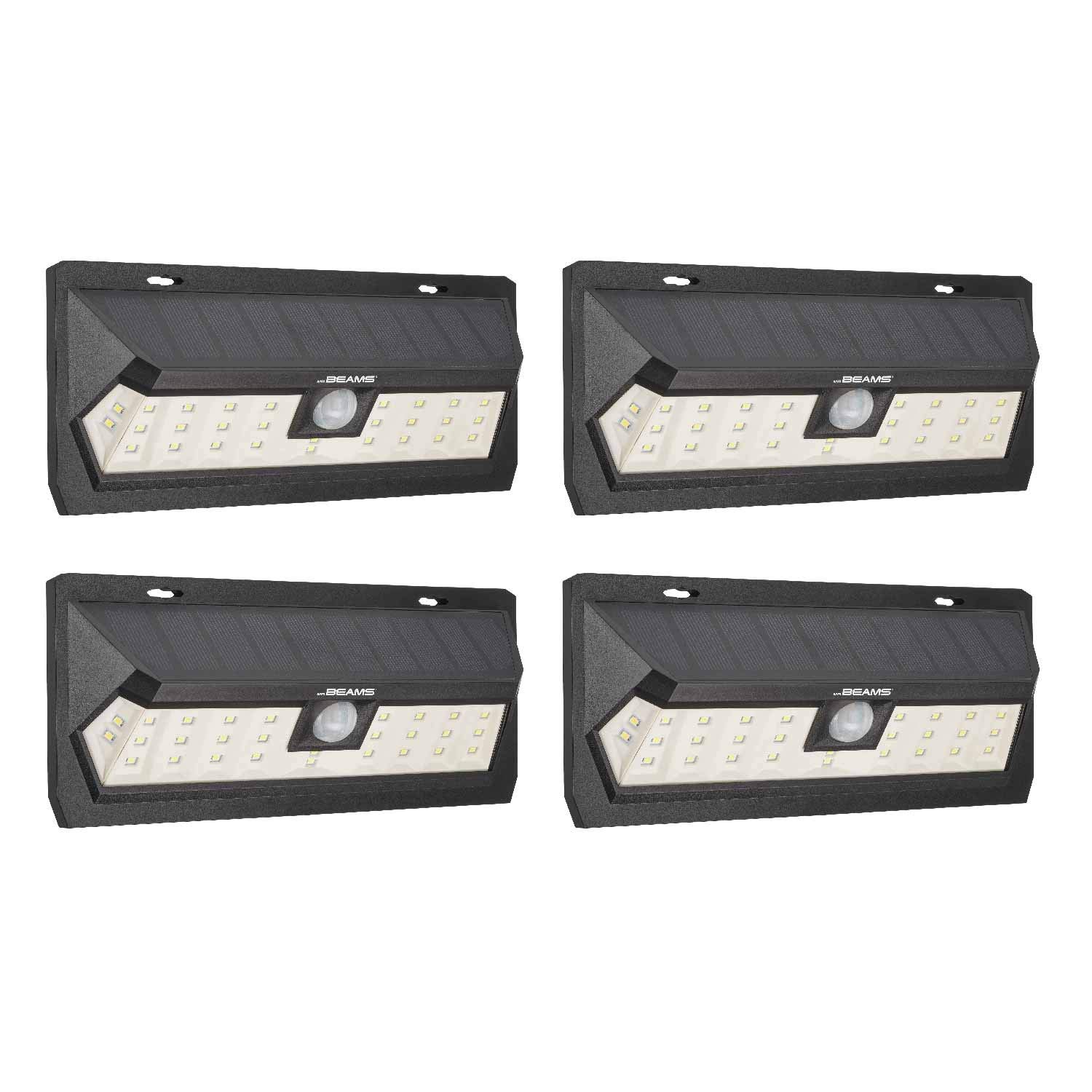 Mr Beams Solar Wedge Max 30 LED Security Motion Sensor Wall Light, 4-Pack, Black