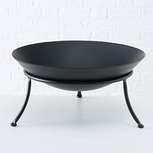 WHW Whole House Worlds 2 Piece Americana Fire Pit Set, Wide Bowl, Raised Tripod Stand, Vintage Style Smithy Black, Smooth Finish, Iron, 18.5 Diameter x 9 H Inches (47.0 D x 23.0 H cm)