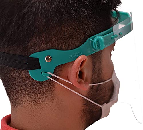 MOOGCO Face Shield - Reusable Plastic Face Shield with Sponge Headband and Anti-Fog (1, TURQUOISE)