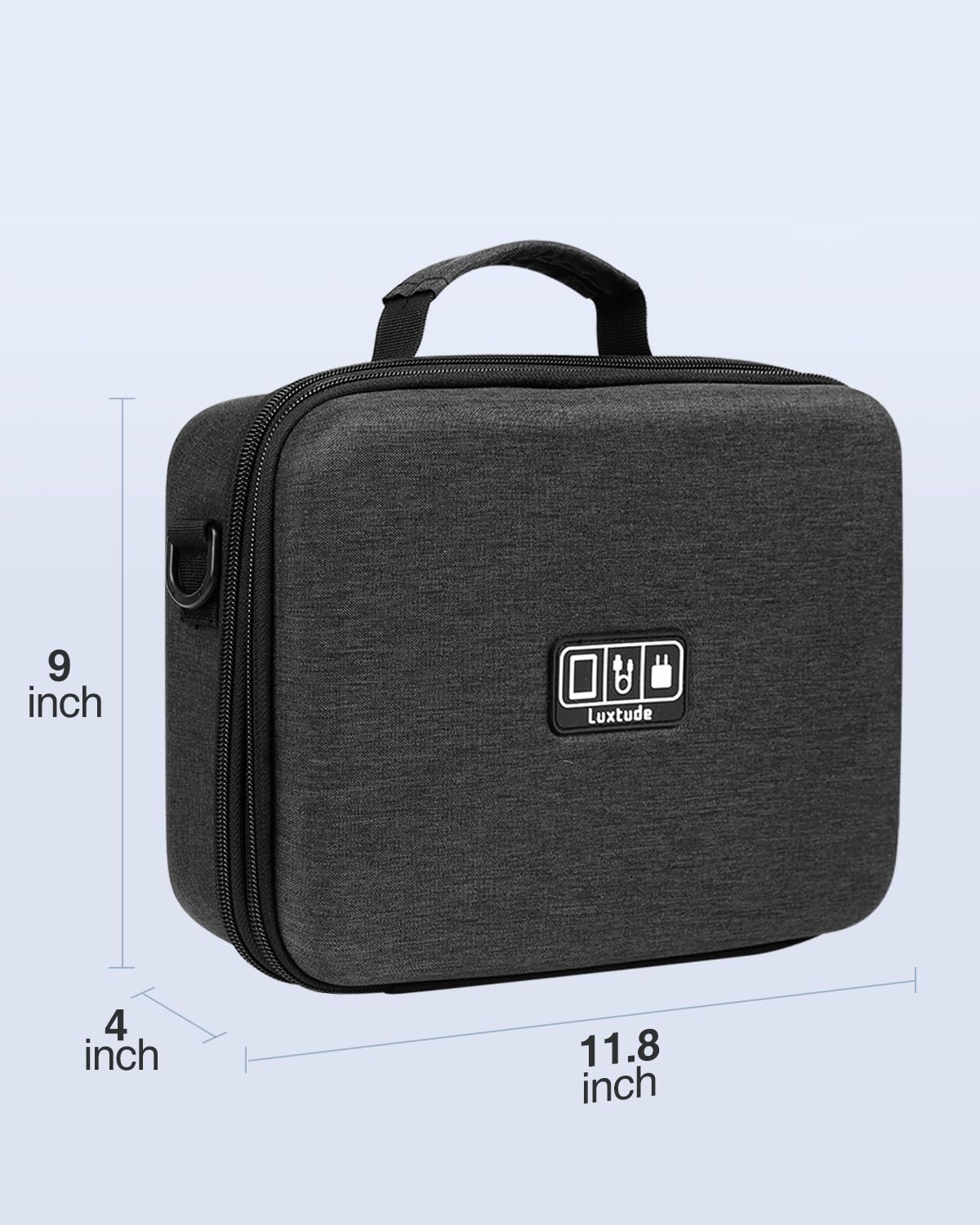 Luxtude Large Electronics Organizer, 11ββ Hard Case for Mac Mini, Shockproof EVA Tech Bag, Travel Cable Organizer Bag with Shoulder Strap, Large Carrying Case for iPad(Up to 11ββ), Mouse, Charger