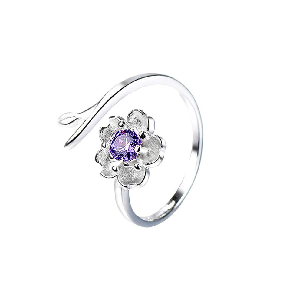 PULABO Simple and Sophisticated DesignRing for Women Open Purple Diamond Adjustable Ring Women Jewelry Durable and Practical