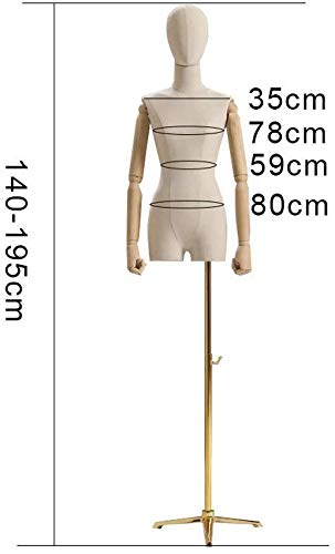 Mannequin Torso Mannequin Dress Form Torso Female Tailors Dummy Mannequin Dressmakers Dummies Fashion Students Display Bust Wood Arm Active Height Adjustable (A)