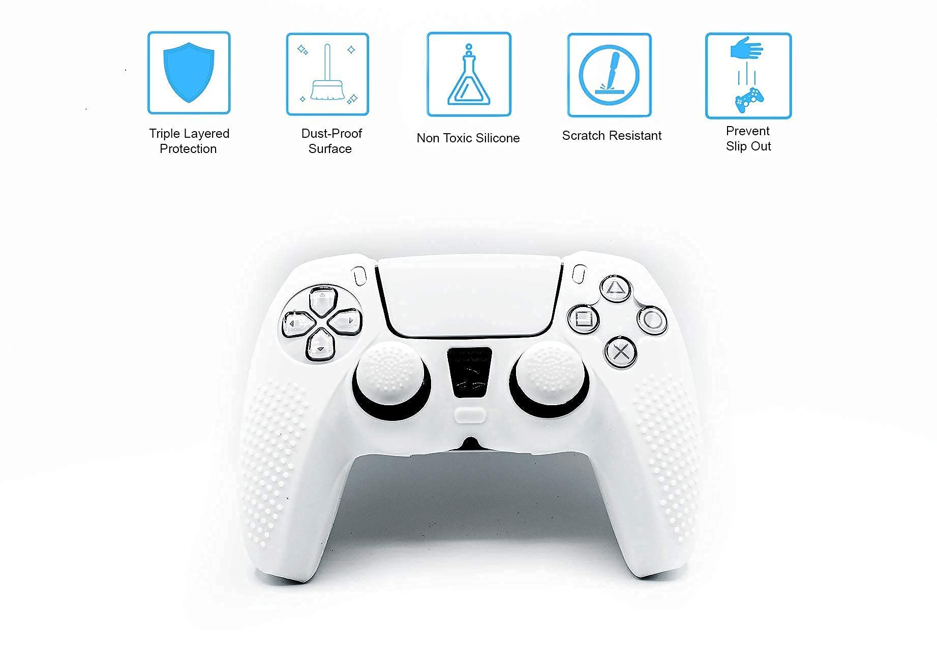 PS5 Controller Skins Cover 4 Pack - Silicone Anti-Slip Grip Case Design Improved for PlayStation 5 DualSense Charging Station