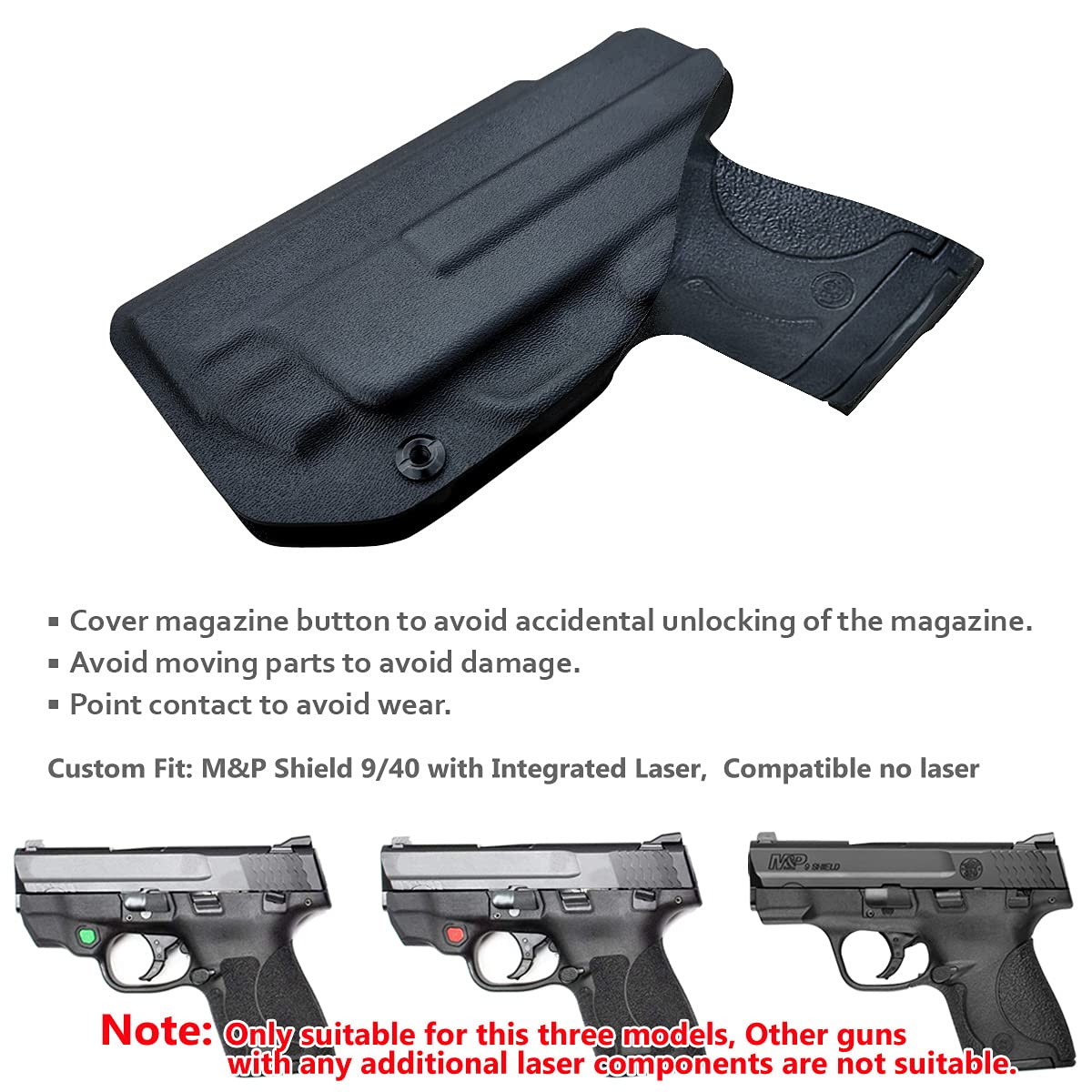 M&P Shield 9mm Holster,IWB Kydex Holster Fit: Smith & Wesson M&P Shield M2.0 9mm / .40 S&W 3.1" Barrel with Integrated CT Laser Pistol - Inside Waistband Carry-S&W M&P Shield 9mm Accessories