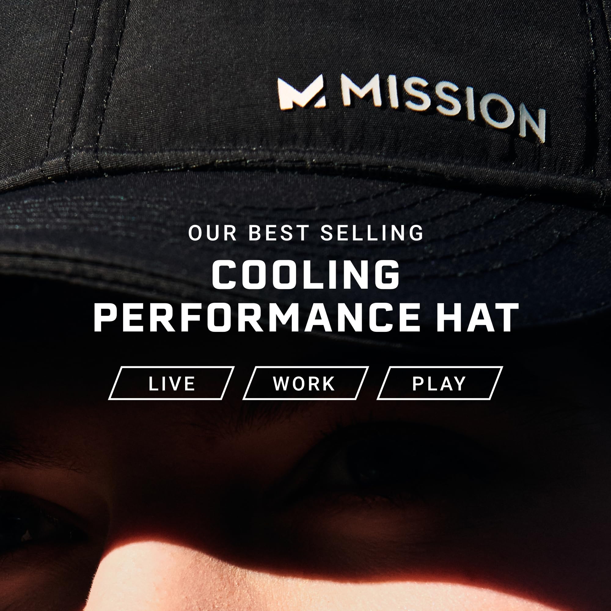 MISSION Cooling Performance Hat, Black - Unisex Baseball Cap for Men & Women - Lightweight & Adjustable - Cools Up to 2 Hours - UPF 50 Sun Protection - Machine Washable
