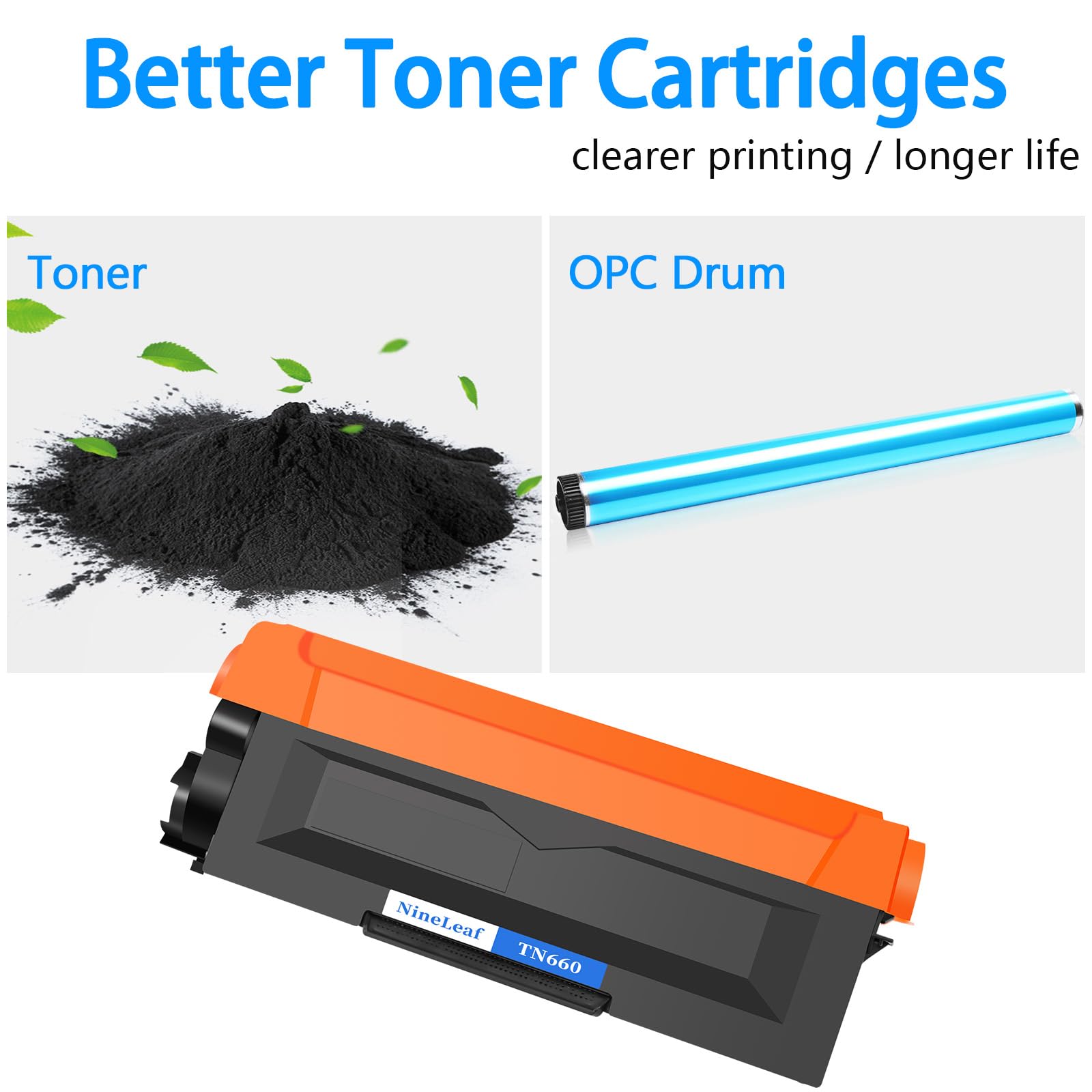 NineLeaf (2,600 Pages per Compatible Toner Cartridge Replacement for Brother TN660 TN-660 TN630 to use in MFC-L2720DW L2700DW L2685DW HL-L2360DW L2340DW DCP-L2540DW L2520DW Printer (3 Pack Black)