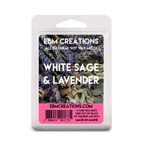 White Sage & Lavender - Scented All Natural Soy Wax Melts - 6 Cube Clamshell 3.2oz Highly Scented!