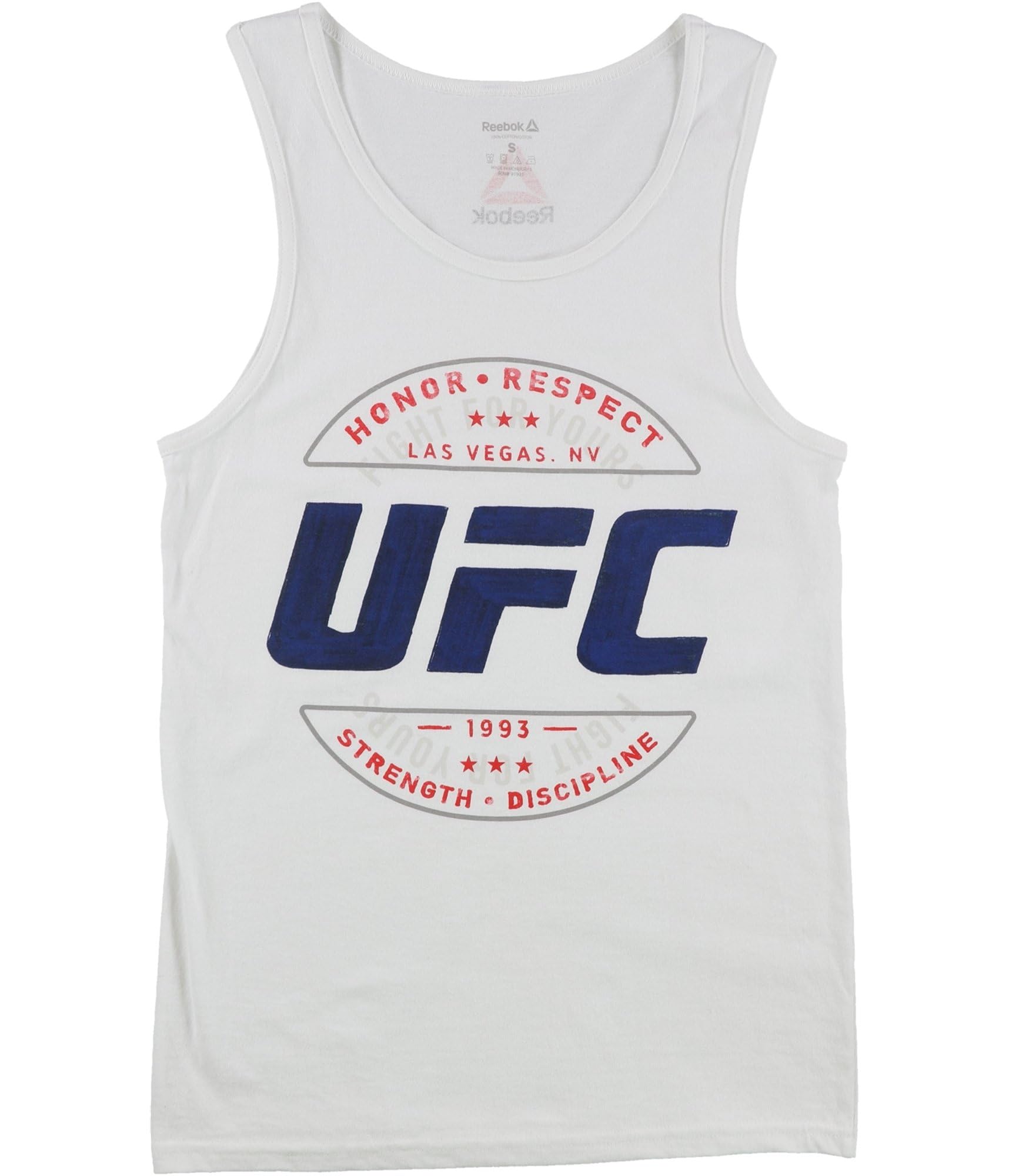 Reebok Mens Las Vegas, NV 1993 Tank Top, White, Small