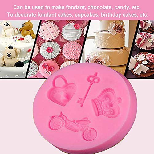 SIMUR 4 Pack Crown Fondant Candy Silicone Molds Bows Crown Heart Mold for Sugarcraft, Cake Decoration, Cupcake Topper, Chocolate, Pastry, Cookie Decor, Jewelry, Clay, Epoxy Resin, Crafting Projects