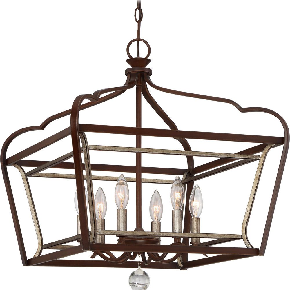 Minka Lavery Pendant Lantern Ceiling Lighting 4348-593, Astrapia Large, 6 Light, Dark Rubbed Sienna