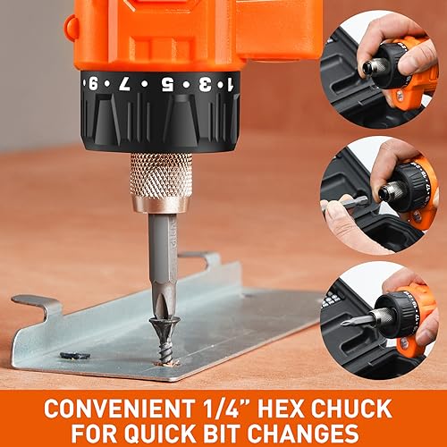 Volltek Cordless Screwdriver, 8V Max 10Nm Electric Screwdriver Rechargeable Set with 82 Accessory Kit and Charger in Carrying Case, 21+1 Cluth, Dual Position Handle, LED Light, VTCD2623