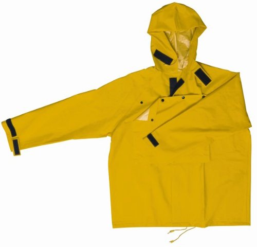 MCR Safety 2603X4 Hydroblast PVC/Polyester 3-Piece Rainsuit with Attached Hood, Yellow, 4X-Large