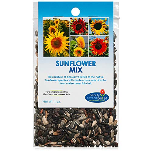 Sunflower Wildflower Seeds Mix - 1oz, Open-Pollinated Wildflower Seed Mix Packets, Non-GMO, No Fillers, Annual Sunflower Seeds, Summer Planting - 1 oz