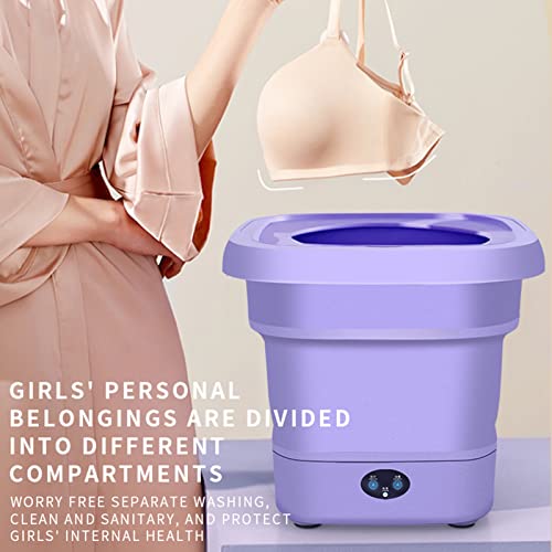 Portable Washing Machine - Foldable Mini Portable Washer Lightweight Washing Machine with Drain Basket for Camping, Travelling, Apartment, RV, Underwear, Personal (Purple)