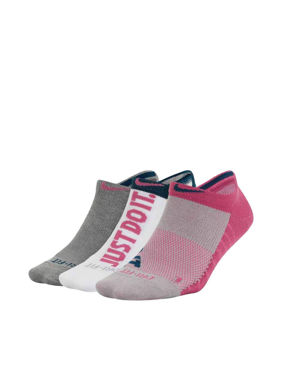 Nike Women`s Everyday Max Lightweight Training No Show Socks 3 Pack (Multicolor, Medium)