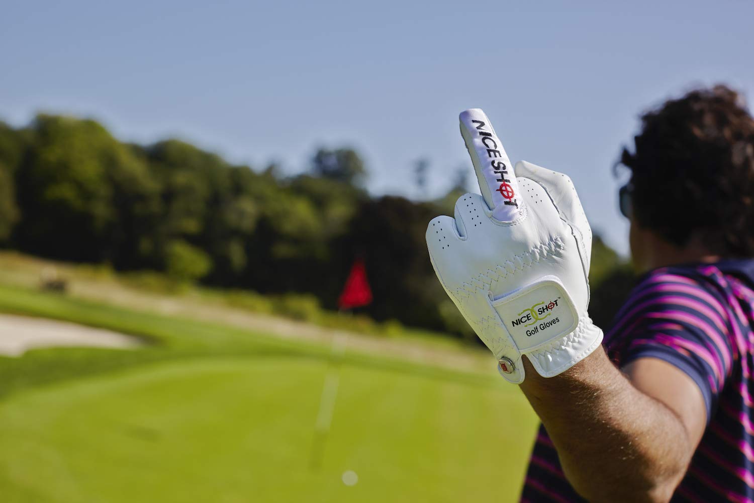 Nice Shot The Bird Golf Glove in White Cabretta Leather Men's Right Hand - XLarge