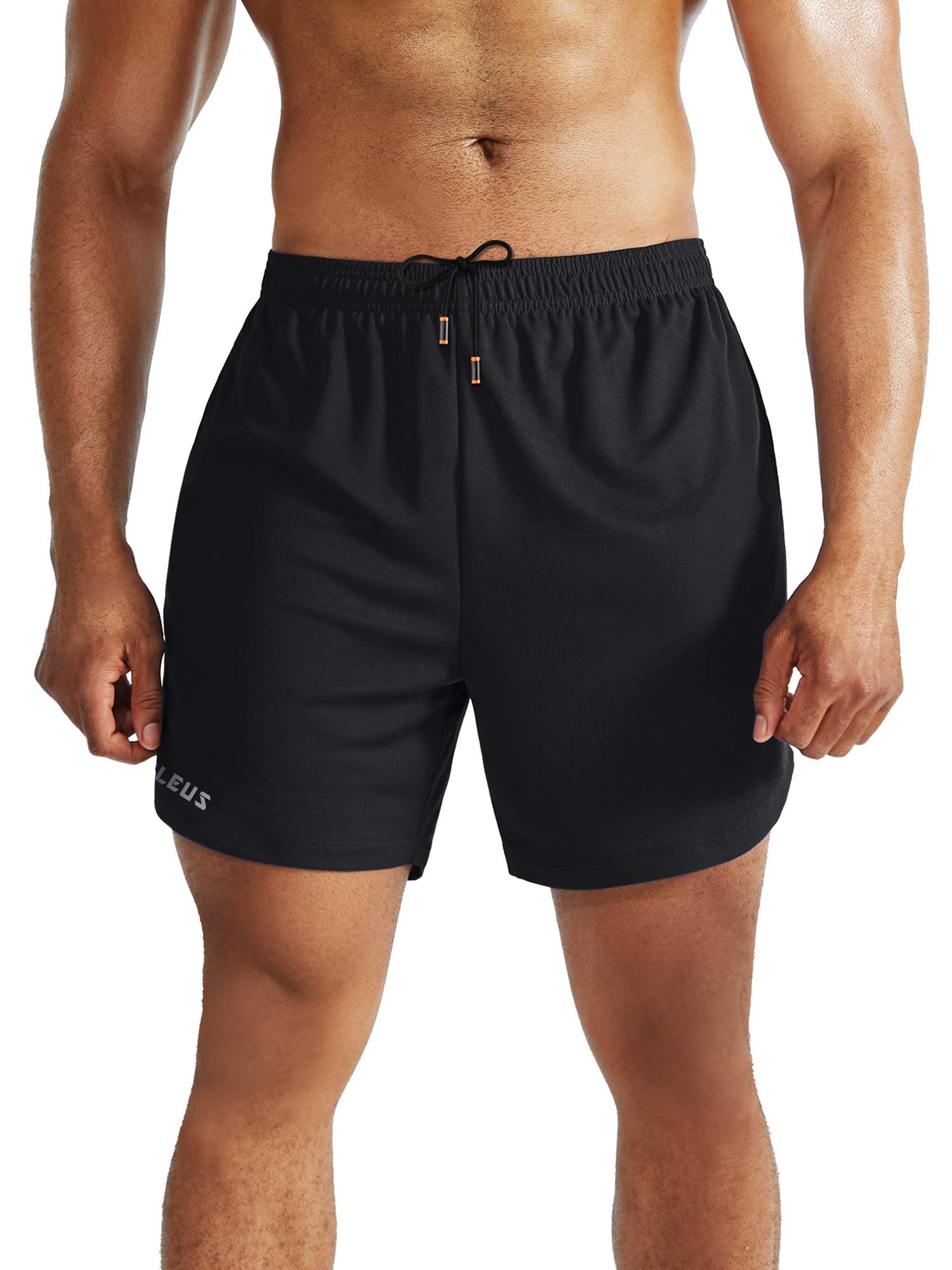 NELEUS Men's 2 in 1 Running Shorts with Liner,Dry Fit Workout Shorts with Pockets,6070,2 Pack,Black/Grey,US M,EU L