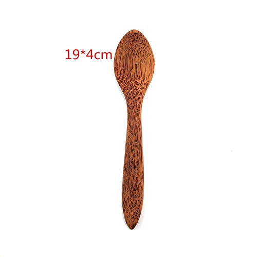 MABSSI Wooden Cutlery Natural Wooden Coconut Spoon, Coconut Shell Bowl Spoon Set