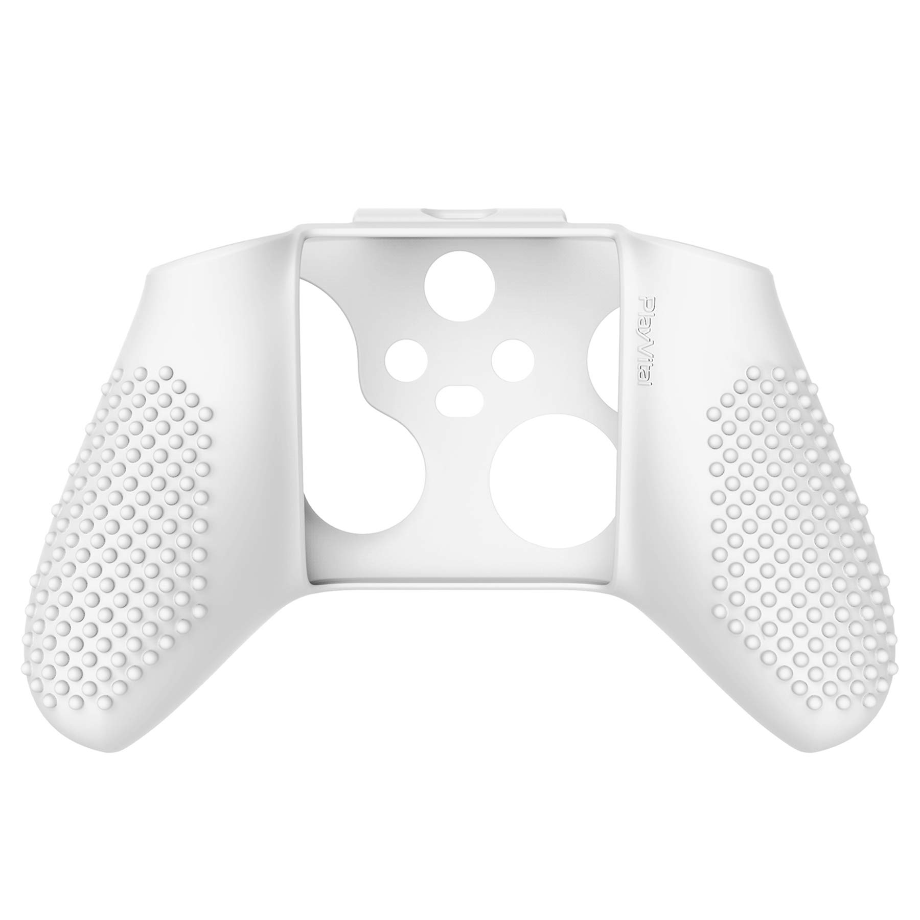 PlayVital White 3D Studded Edition Anti-Slip Silicone Cover Skin for Xbox Series X Controller, Soft Rubber Case Protector for Xbox Series S Controller with 6 White Thumb Grip Caps