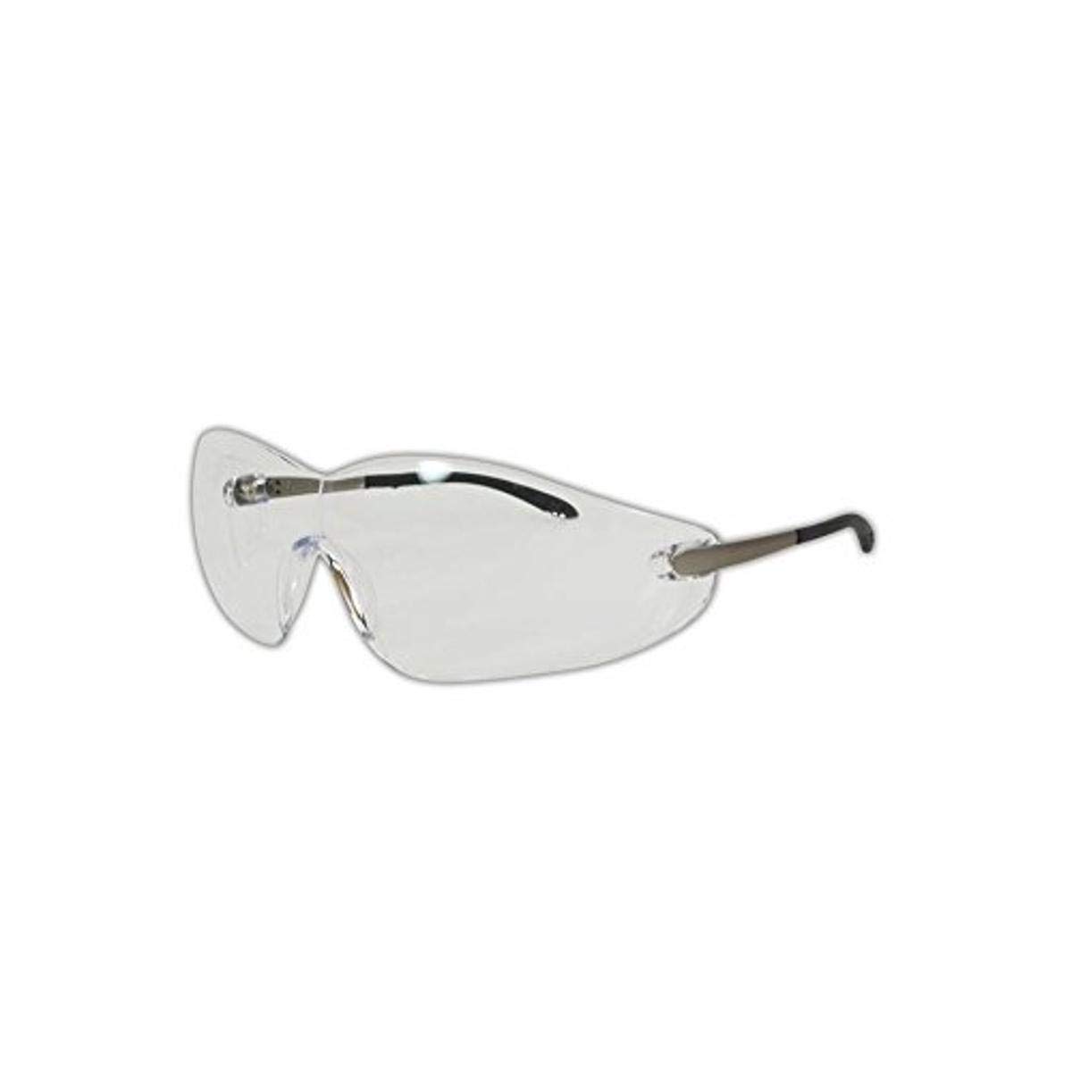 MCR Safety S2110 Blackjack Safety Glasses with Chrome Temple and Polycarbonate Scratch-Resistant Lens, Standard, Clear