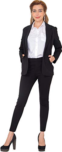 Marycrafts Women's Business Blazer Pant Suit Set for Work (Black, Numeric_12)