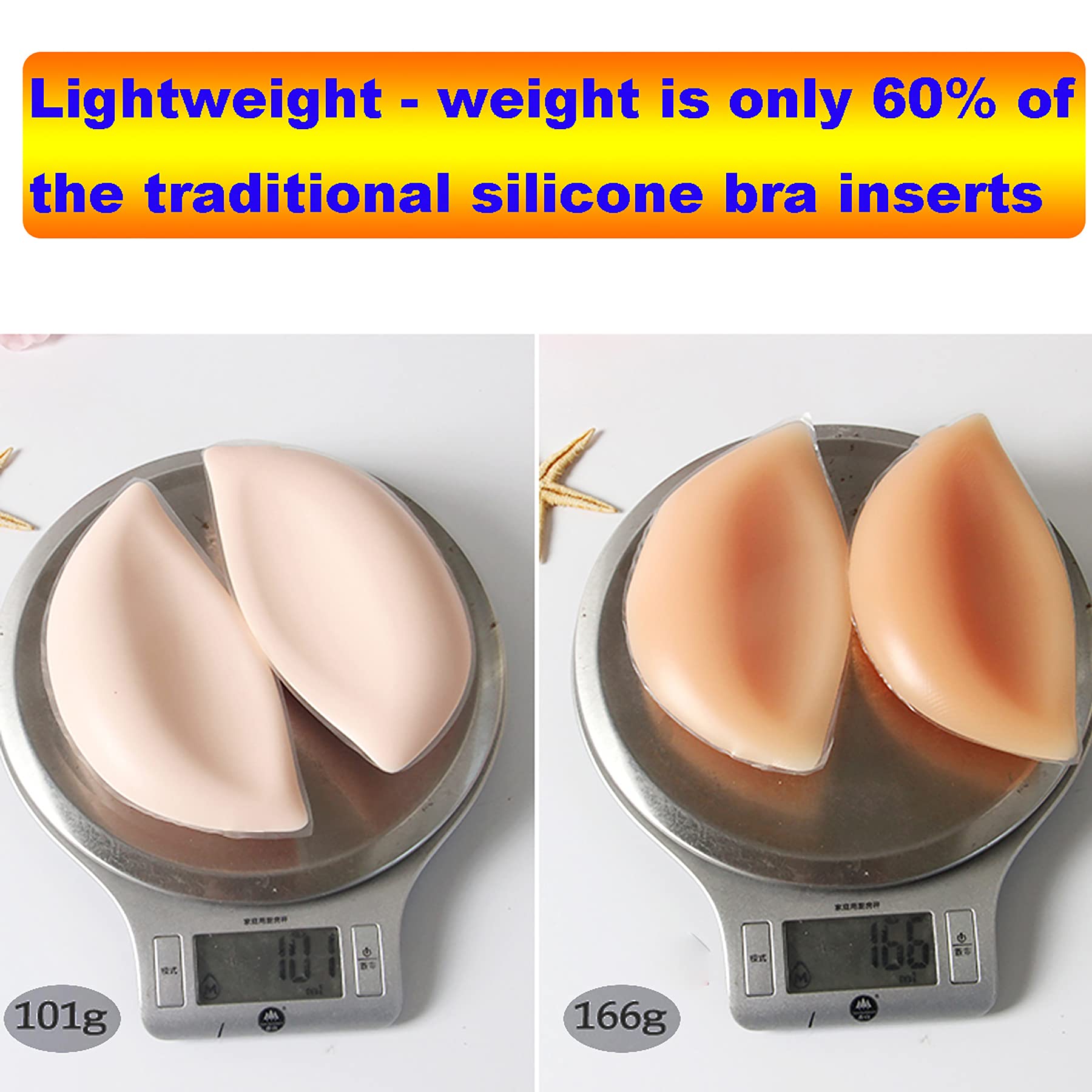 LZWIN Waterproof Extra-light Silicone Chicken Cutlets Bra Inserts - Soft Push Up Enhancer Pads for Summer Swimsuits & Bikini