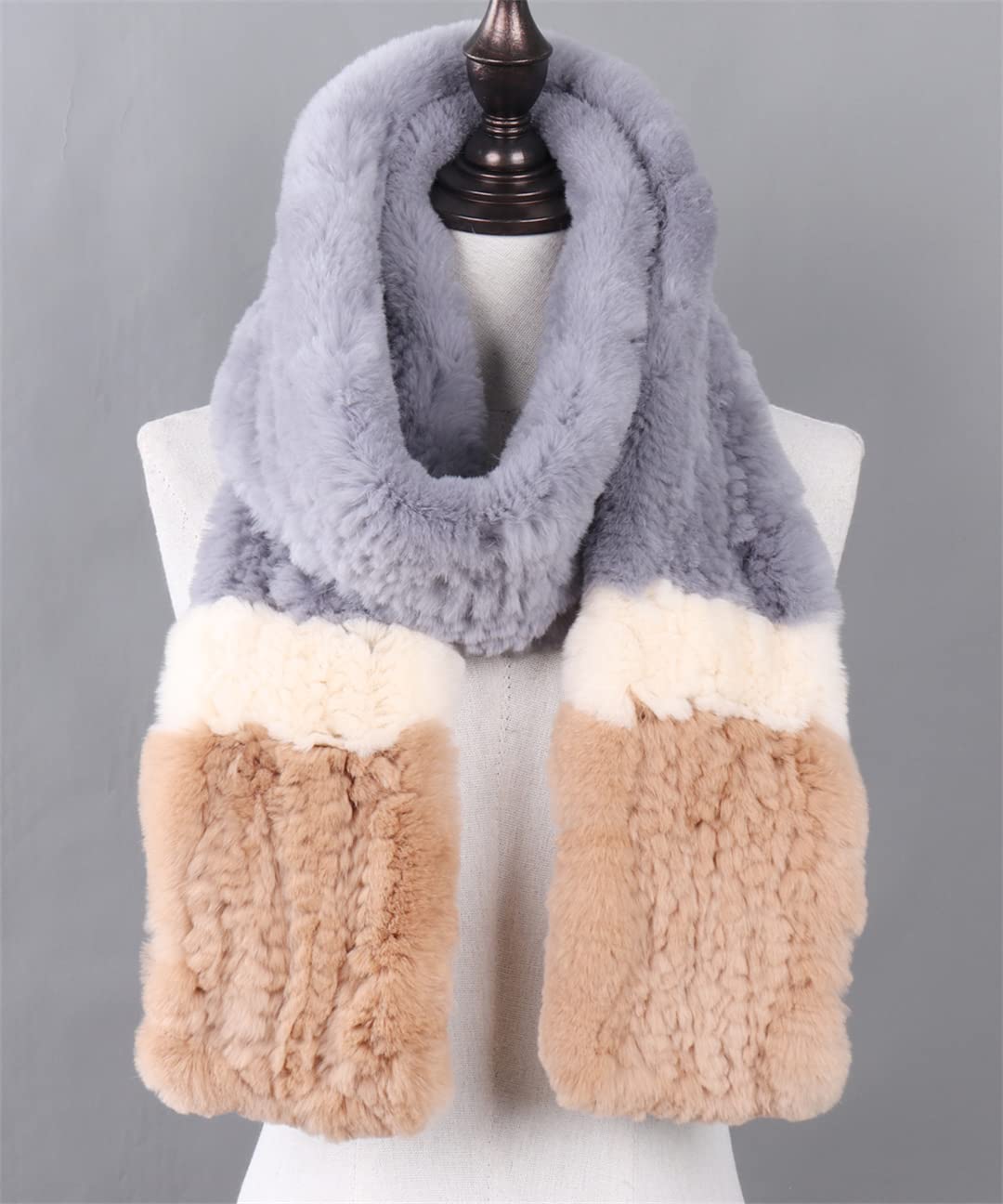 Women Winter Long Fur Scarves Thick Warm Soft Mufflers Ladies Patchwork Lightweight Outdoor Fur Scarf