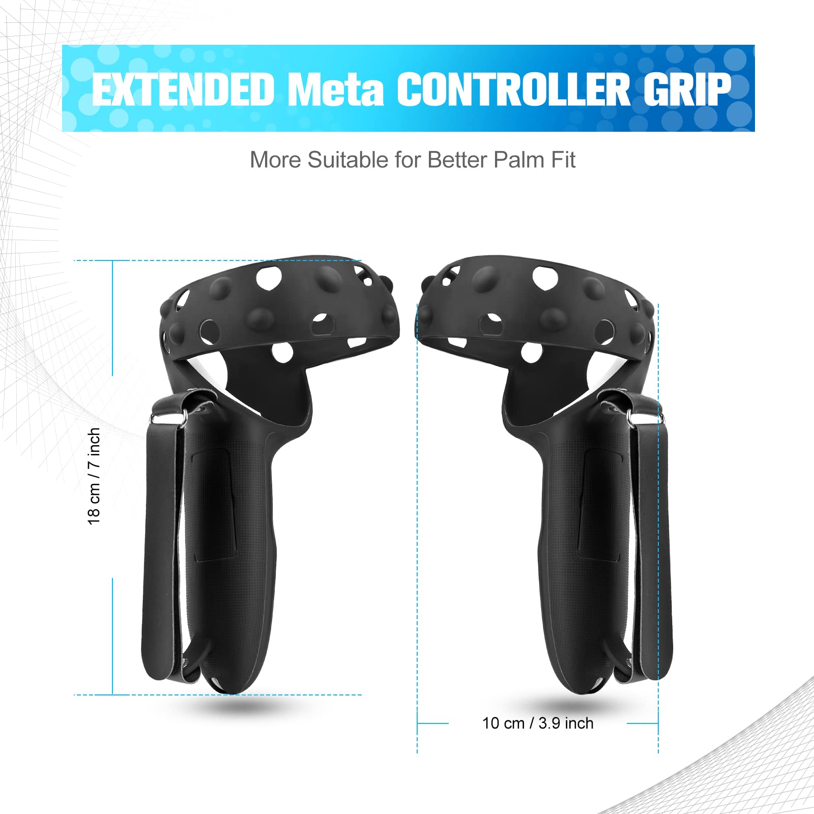 VR Controller Grip Cover Compatible with Meta/Oculus Quest 2 - Upgraded Anti-Slip Silicone with Battery Opening, Adjustable Wrist Knuckle Leather, Anti-Fall Protective Handle Sleeve - VR Accessories