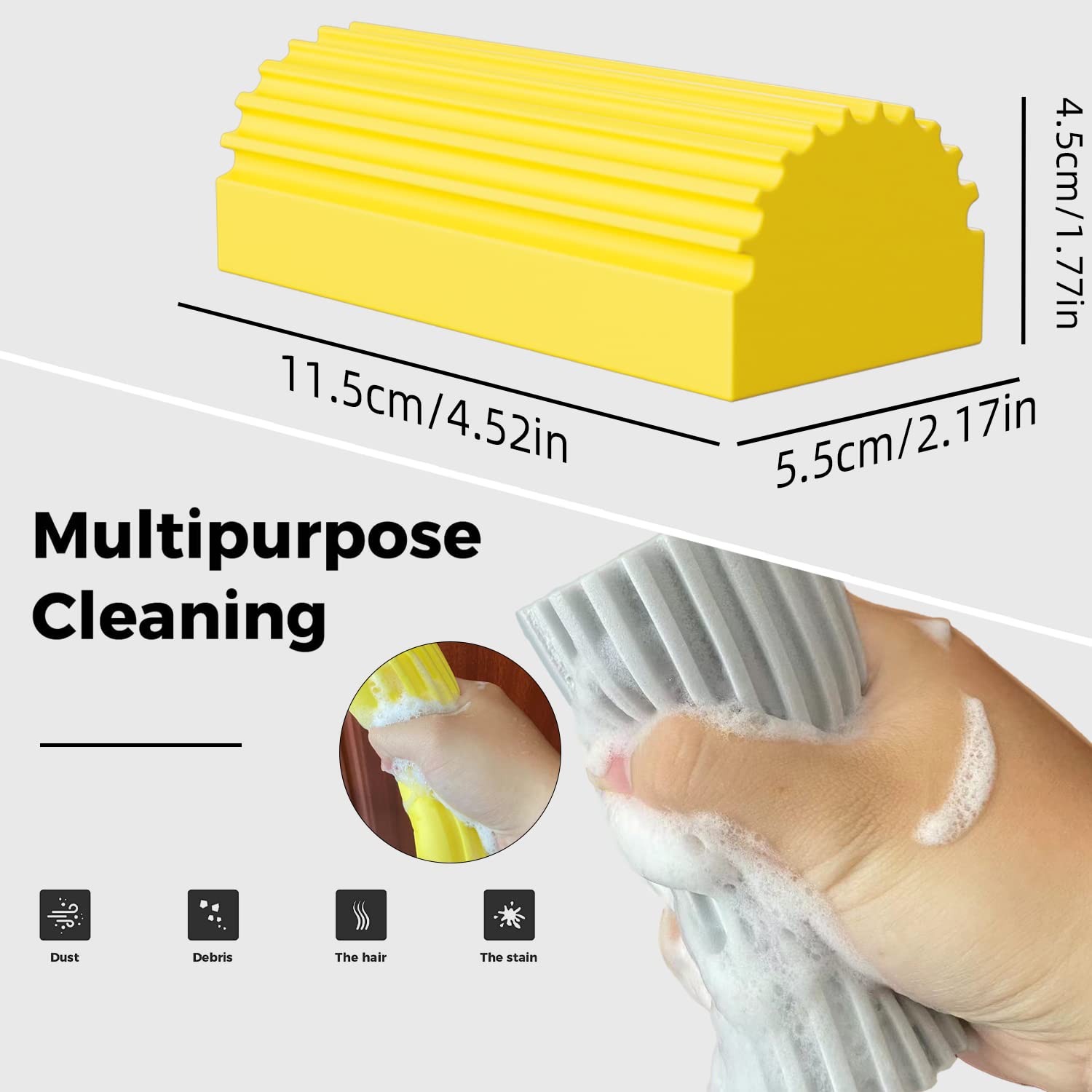 Mistgre Damp Clean Duster Sponge,2 Pack Dusting Sponge Reusable Household Cleaning Sponge Cleaning Tool for Cleaning Blinds,Glass,Baseboards,Vents,Railings,Mirrors,Window Track Grooves and Faucets