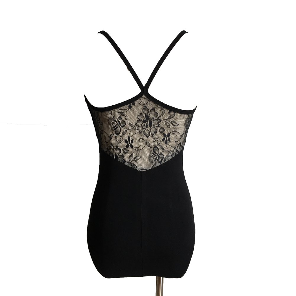 Limiles Women Lace Back Camisole Leotard Ballet Dance, Black, XL