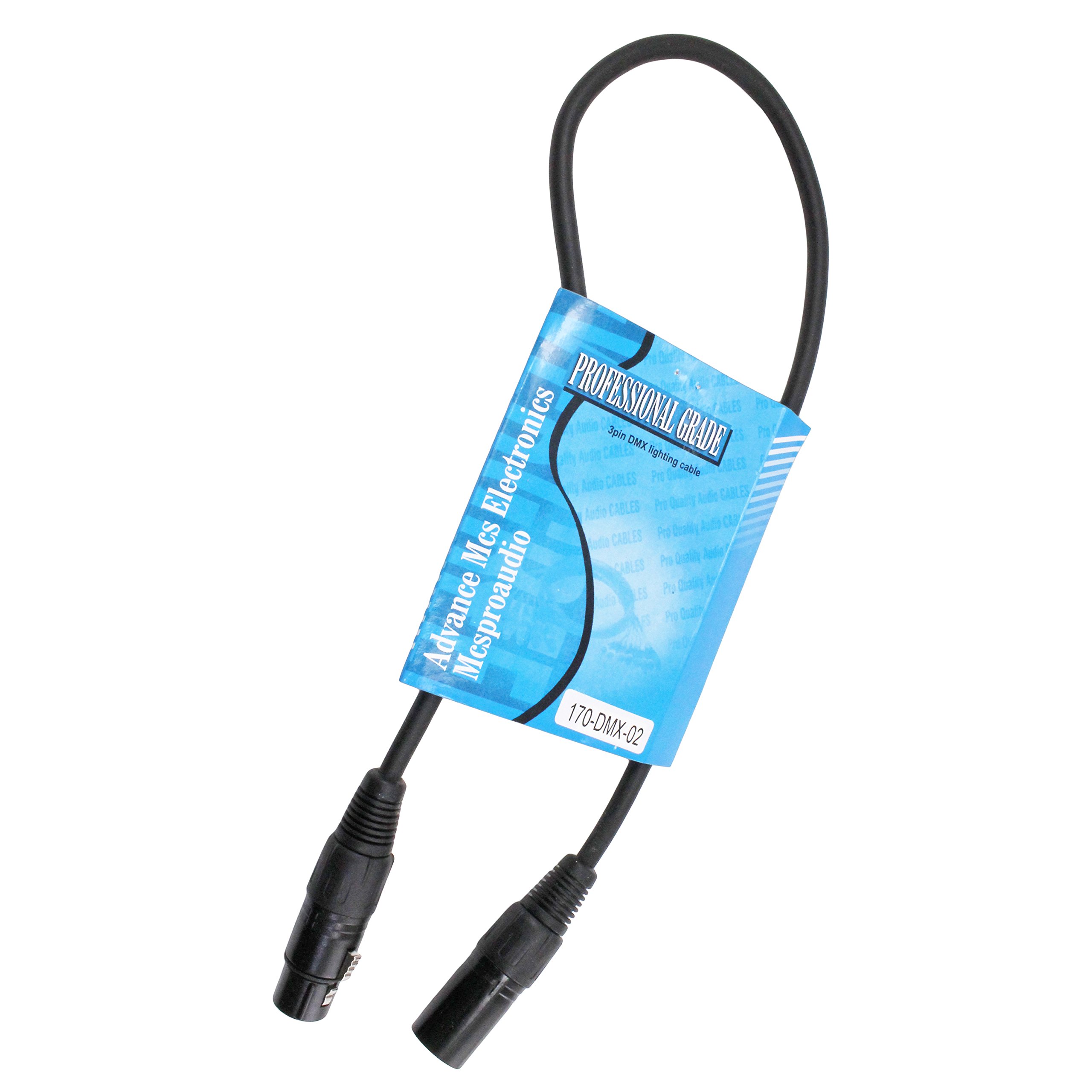 MCSPROAUDIO 110 ohm 3 Pin DMX Lighting Cable (02 ft, 10 Cable Pack)