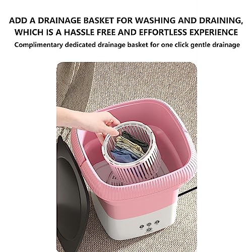 Portable Washing Machine, Foldable Mini Washing Machine 6.5L High Capacity, 3 Modes Deep Cleaning Mini Washer, Suitable for Home, Business, Travel, College Room (Purple)