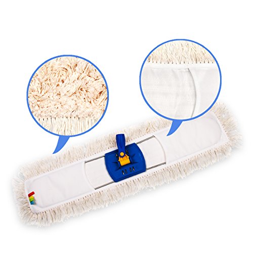 YCUTE Commercial Strength Cotton Dust Mop Refill, Thick Tufted Replacement Head for Home & Commercial Use, Fits Standard Size Mop Frame, Perfect for Hardwood, Laminate, Concrete (35")
