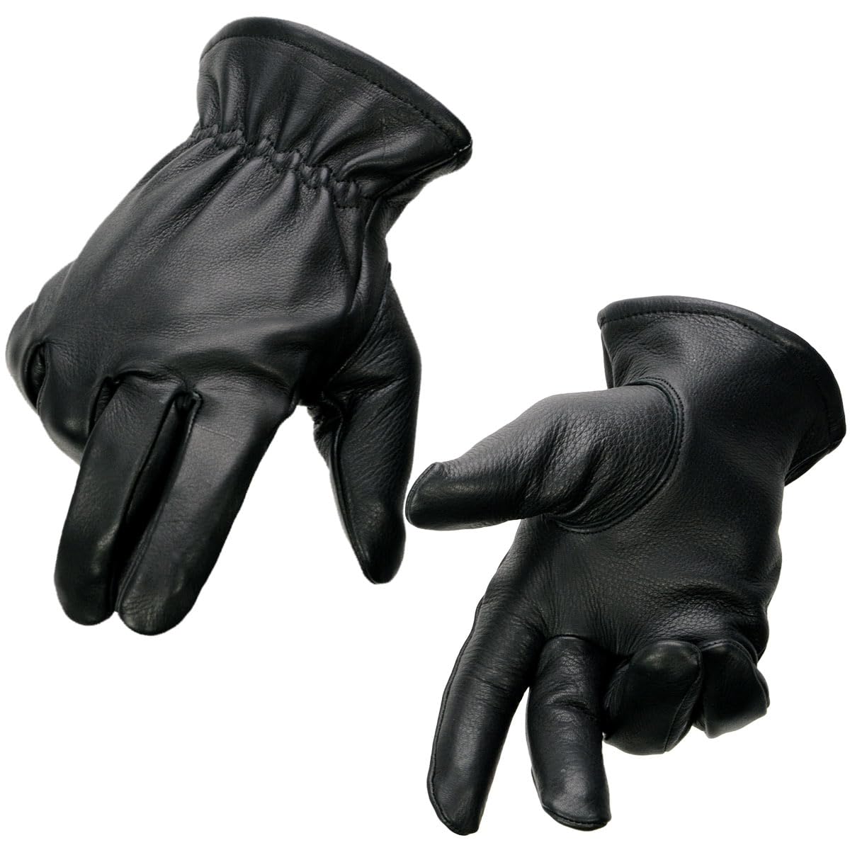 Milwaukee Leather SH858 Men's Black Thermal Lined Deerskin Motorcycle Hand Gloves W/Sinch Wrist Closure - Large